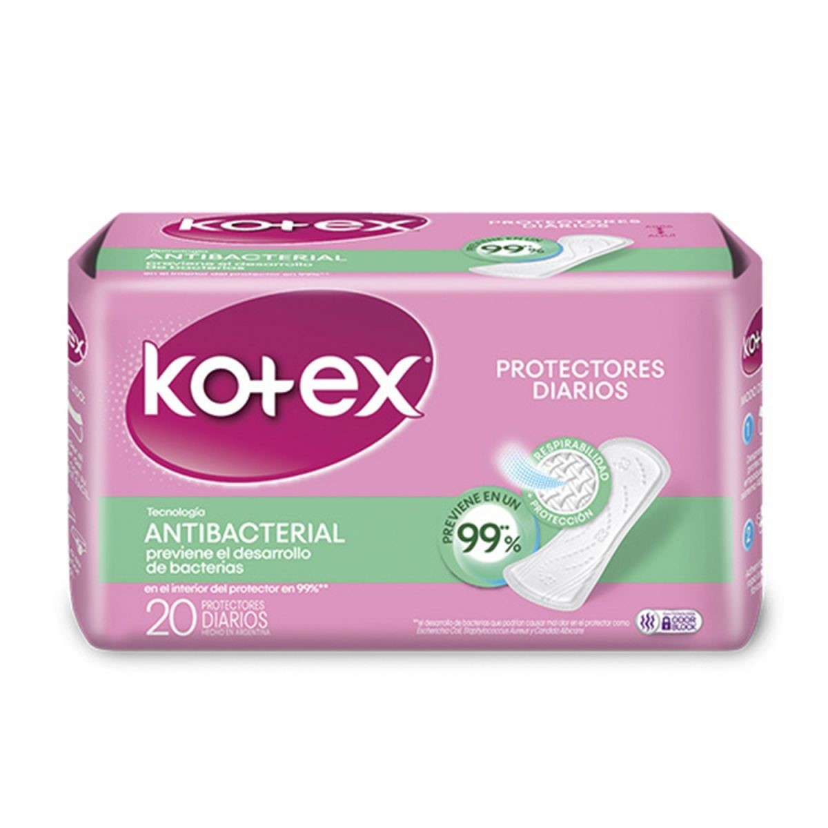 Kotex Protector Diario Antibacterial 20 (Unidades), Kotex Protectores ...