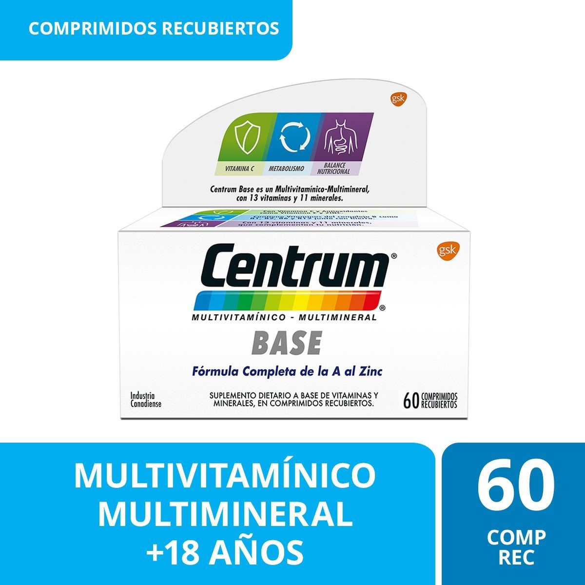 Centrum Suplemento Dietario Multivitaminico Adultos 60 cmp, Centrum ...