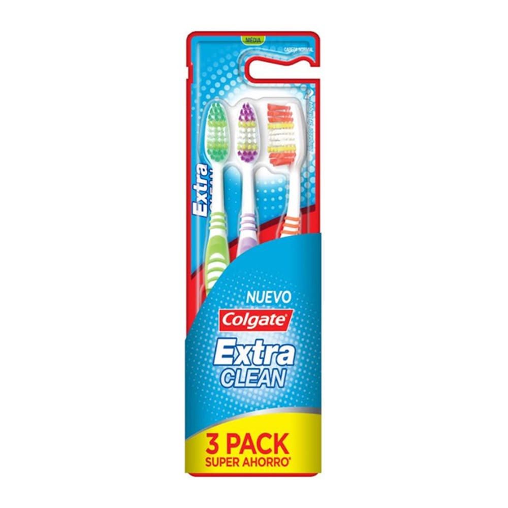 Colgate Cepillo Dental Extra Clean Medio Pack (3 Unidades), Colgate ...